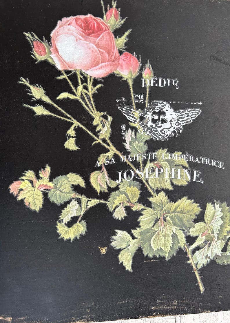 Handmade Pink Rose Sign Black French Country Label Wood Floral Flowers ...