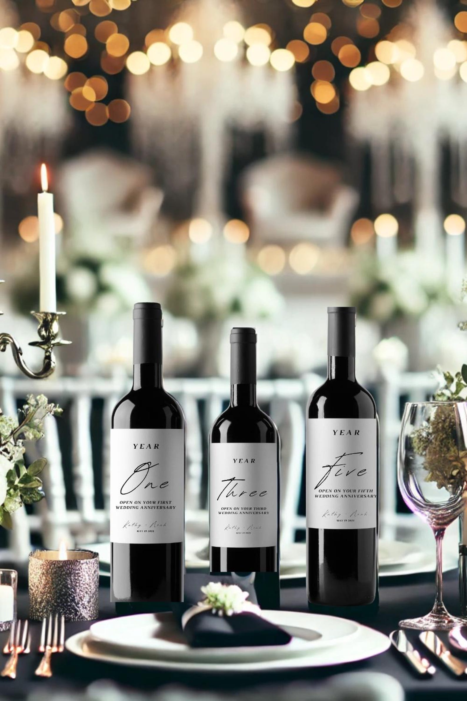 Wedding Anniversary Wine Labels, Years 1-3 (digital) - Etsy