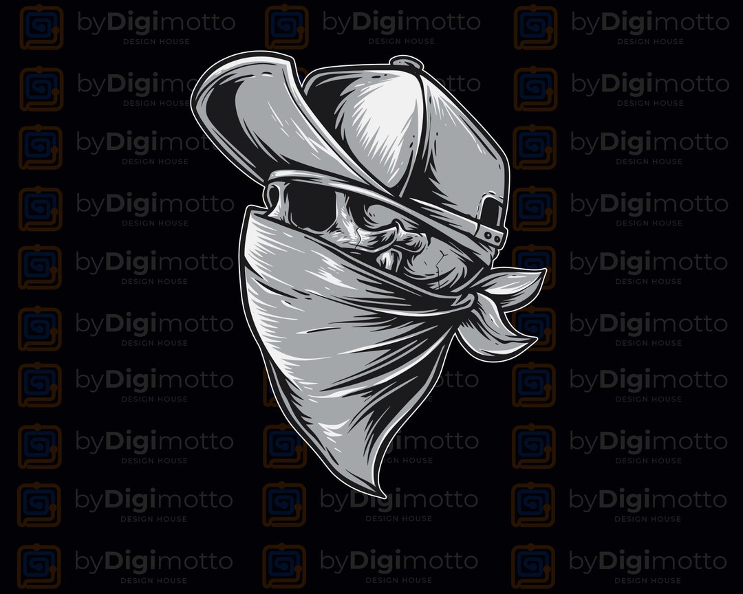 Skull Gangsta Svg, Png, Pdf Multiformat | High Quality | Skull Wearing ...