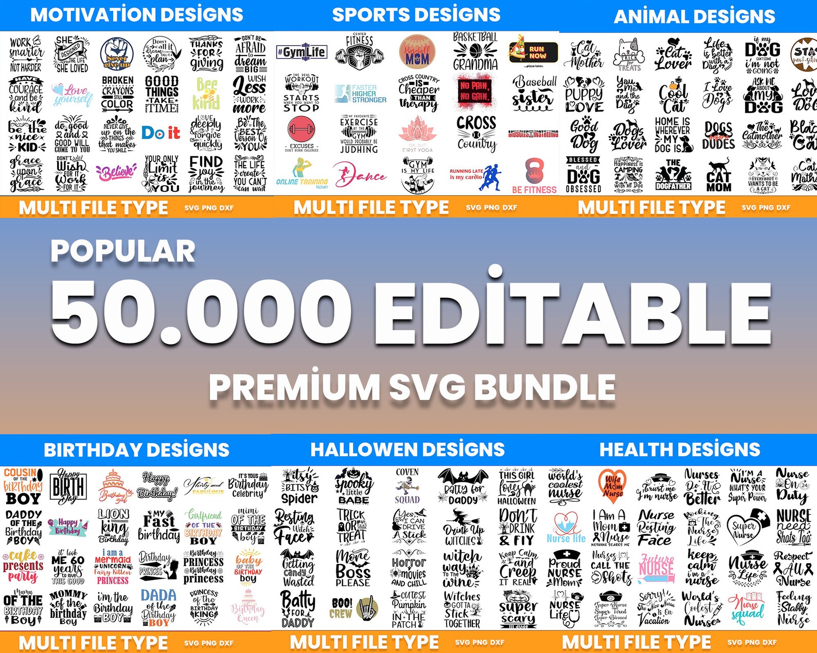 50.000 Editable Design Bundle Package Svg Png dxf Multifile Format ...