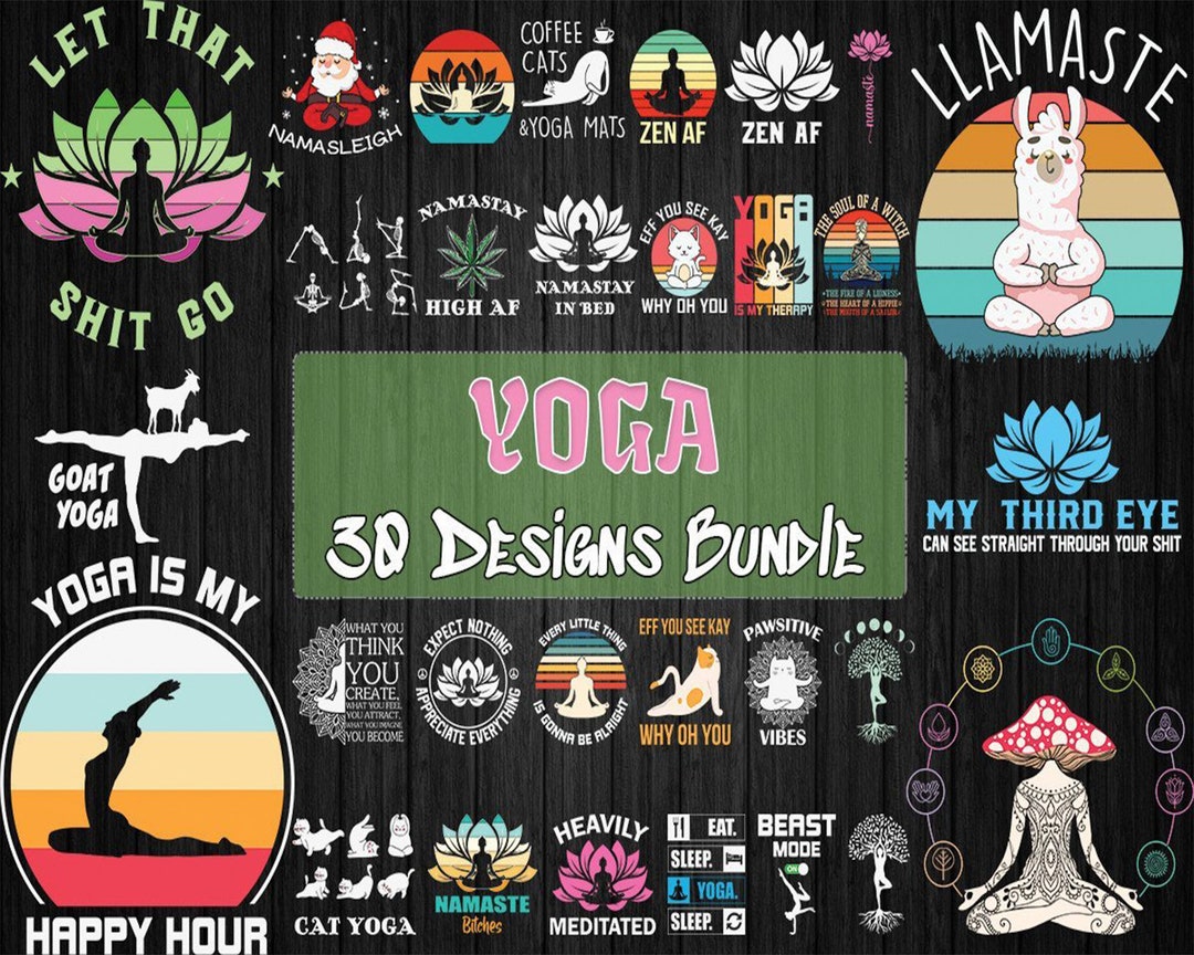 30 Editable Yoga T-shirt Designs Bundle | Eps - Svg - Png - Dxf ...