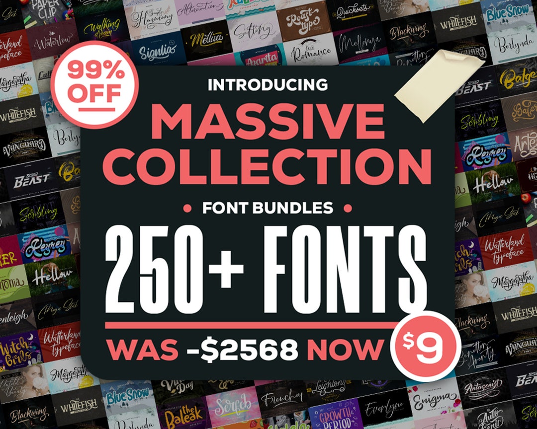 Massive Collection 250+ Fonts | OTF - TTF | 250+ Font | Digital ...