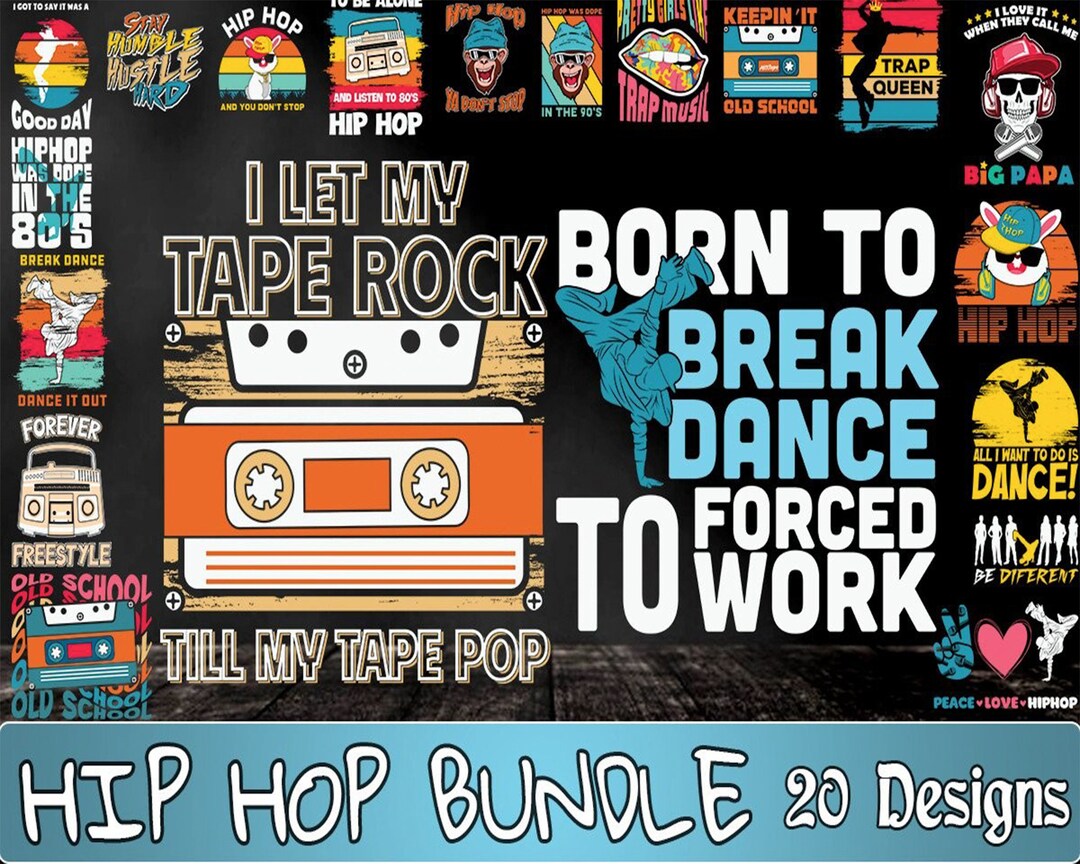 20 Editable Hip Hop T-shirt Designs Bundle | Eps - Svg - Png - Dxf ...