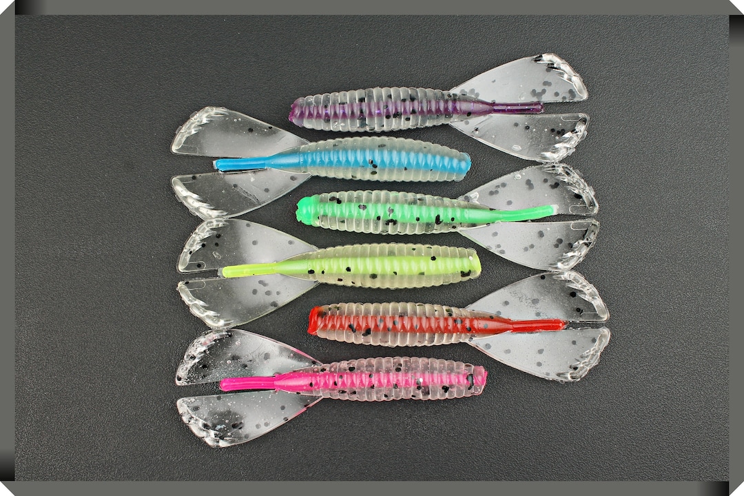 Grub Swim-tail Neon Core Bait / Bass Fishing Lure / Soft Plastic Swim ...