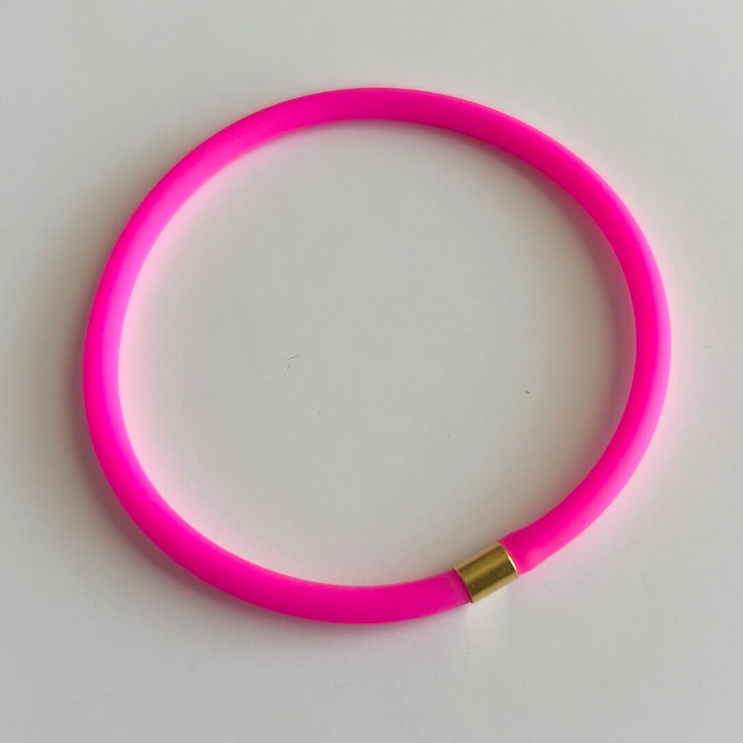 Rubber Cord/silicone Tube 4mm Blank Charm Bracelet/barbiecore/hot Pink ...