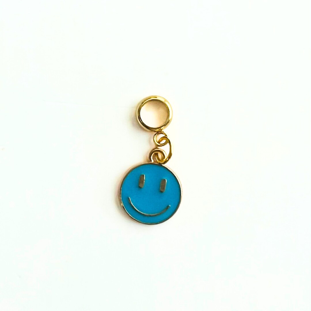 Smiley Face Dangle Charm With Charm Holder Bail for Rubber Cord ...