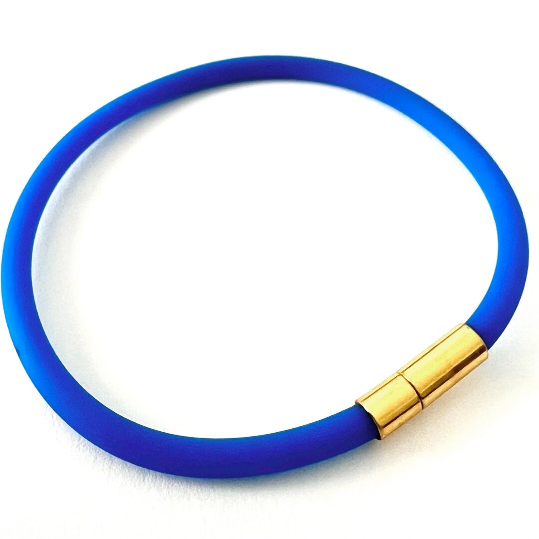 Soft-touch Silicone Bracelet With Gold Pin Clasp-cobalt Blue - Etsy