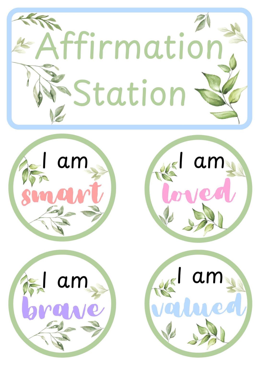 Printable Affirmation Station Display | Positive Affirmation Wall Decor ...