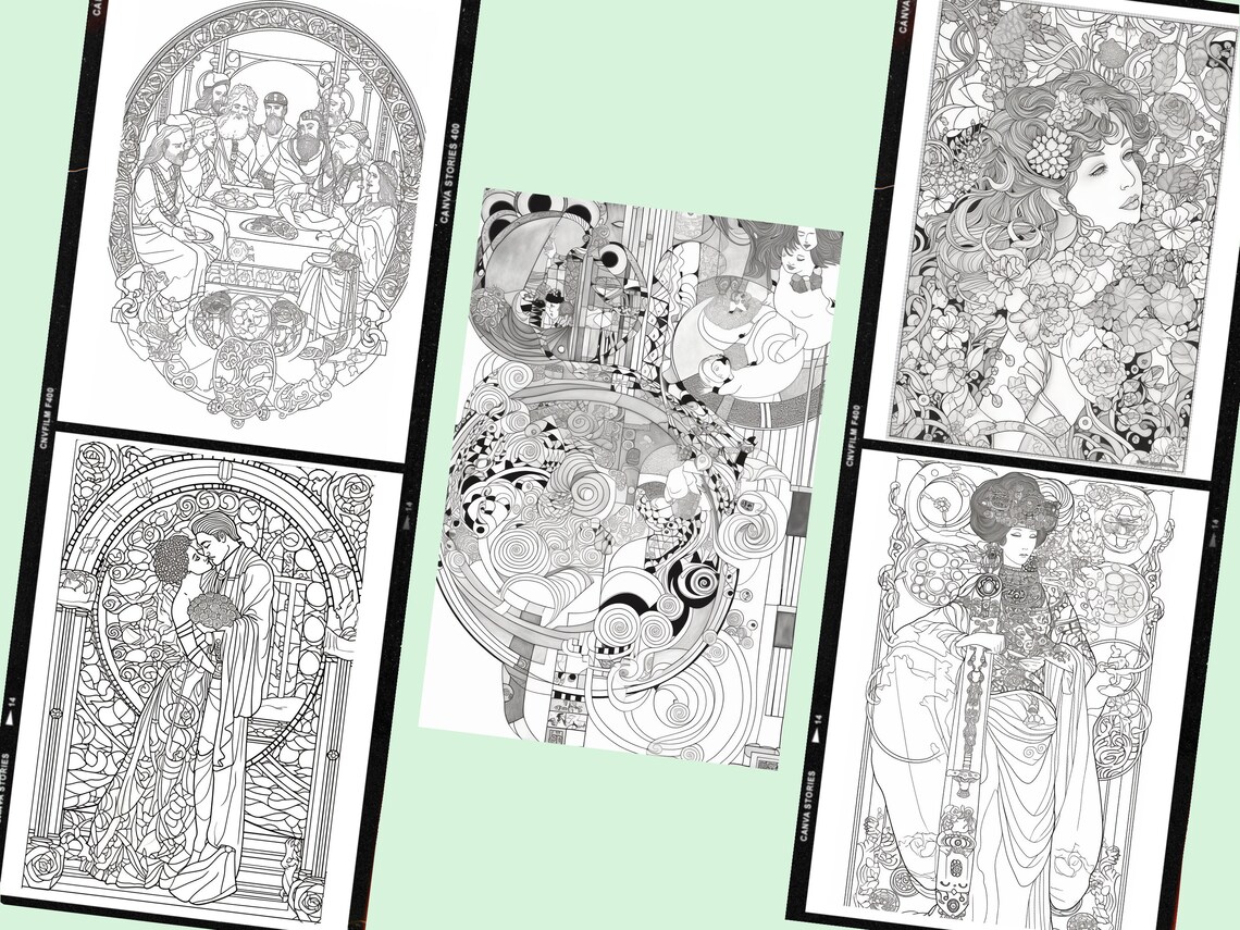 Modern Gustav Klimt Inspired Coloring Book, 25 Artistic Pages, Abstract ...