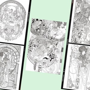 Modern Gustav Klimt Inspired Coloring Book, 25 Artistic Pages, Abstract ...