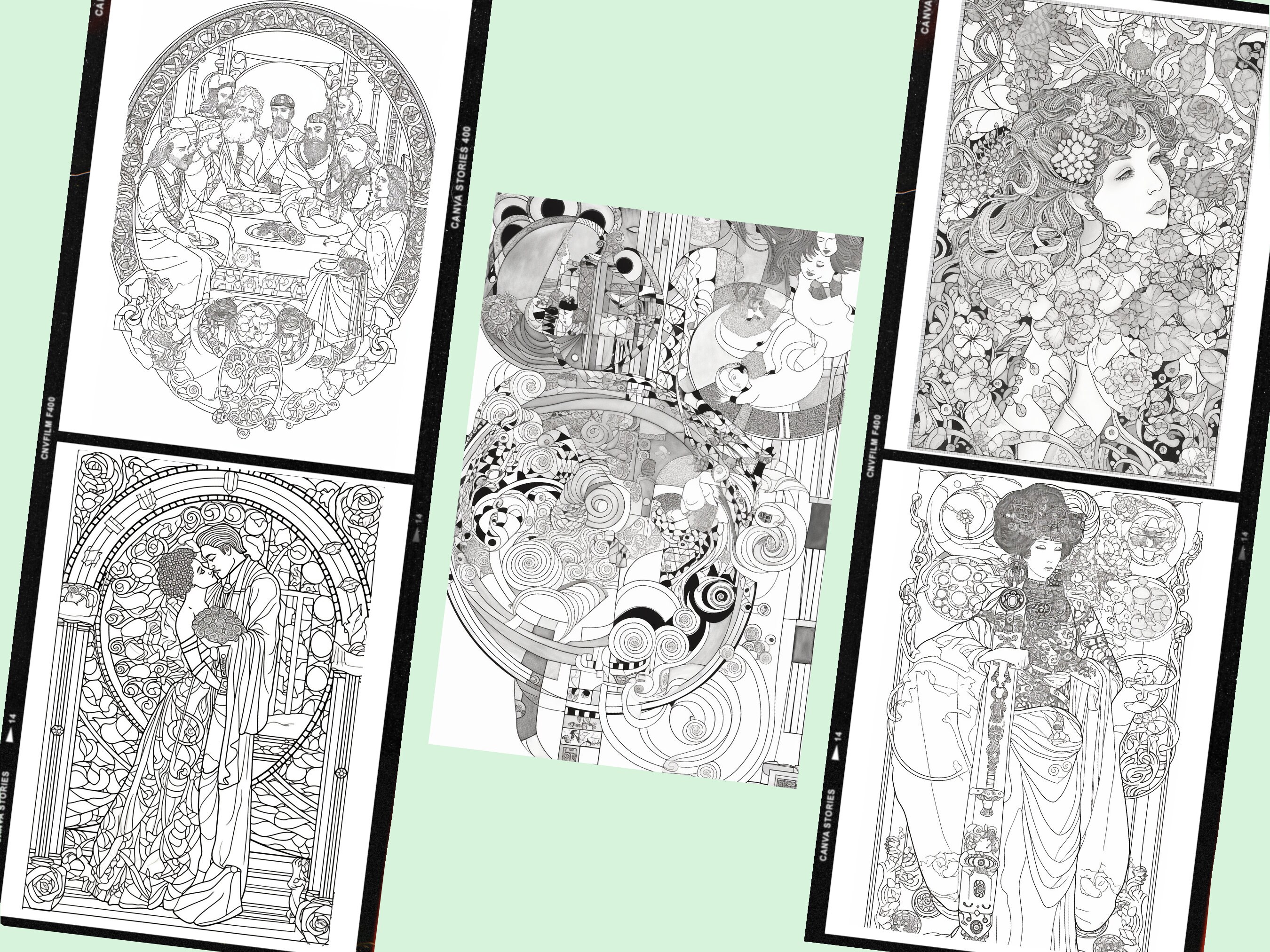 Modern Gustav Klimt Inspired Coloring Book, 25 Artistic Pages, Abstract ...