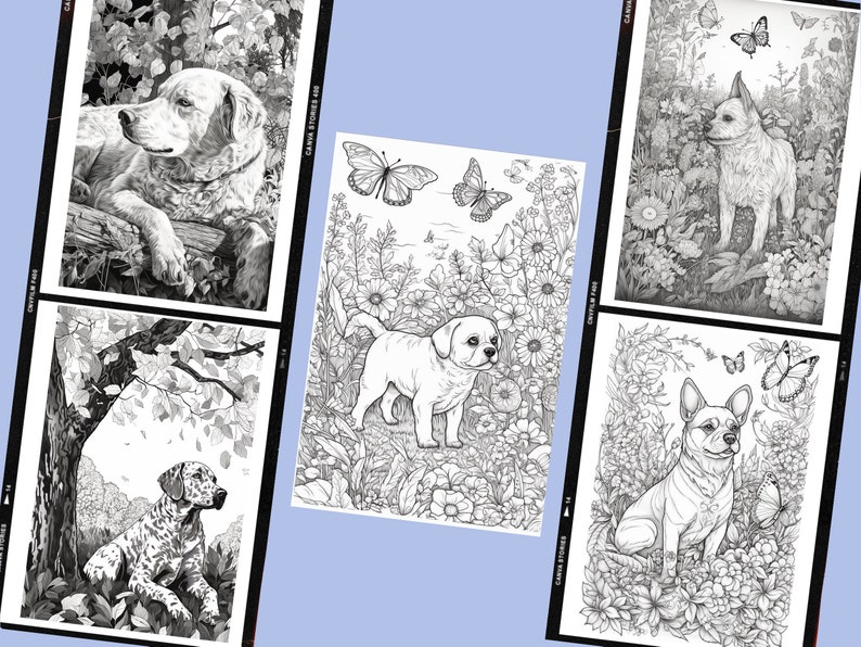 Realistic Dog Coloring Book, 25 Pages, Detailed Dogs Coloring Book ...