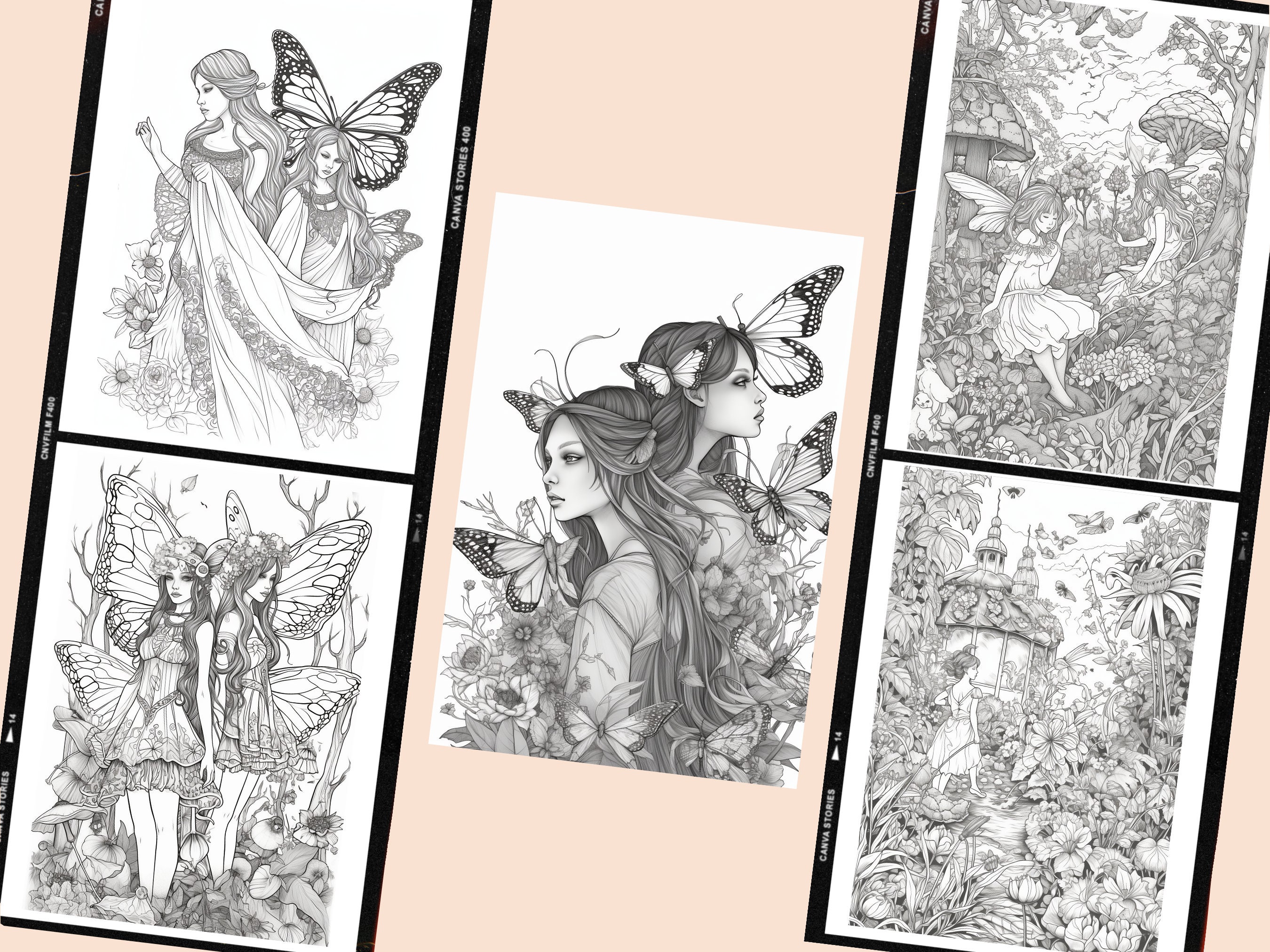 Enchanting Fairy Girls Coloring Book, 25 Fantasy Coloring Pages ...