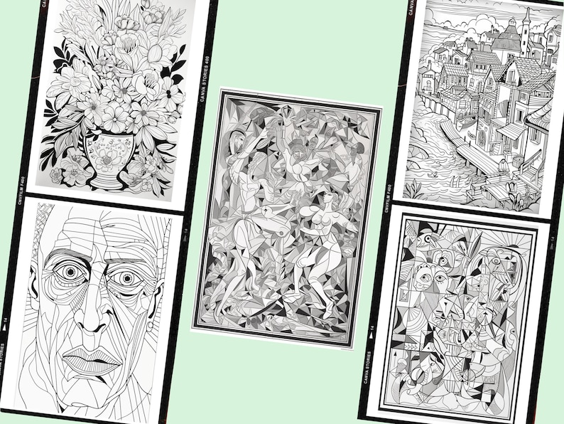 Modern Pablo Picasso Inspired Coloring Book, 25 Artistic Pages ...