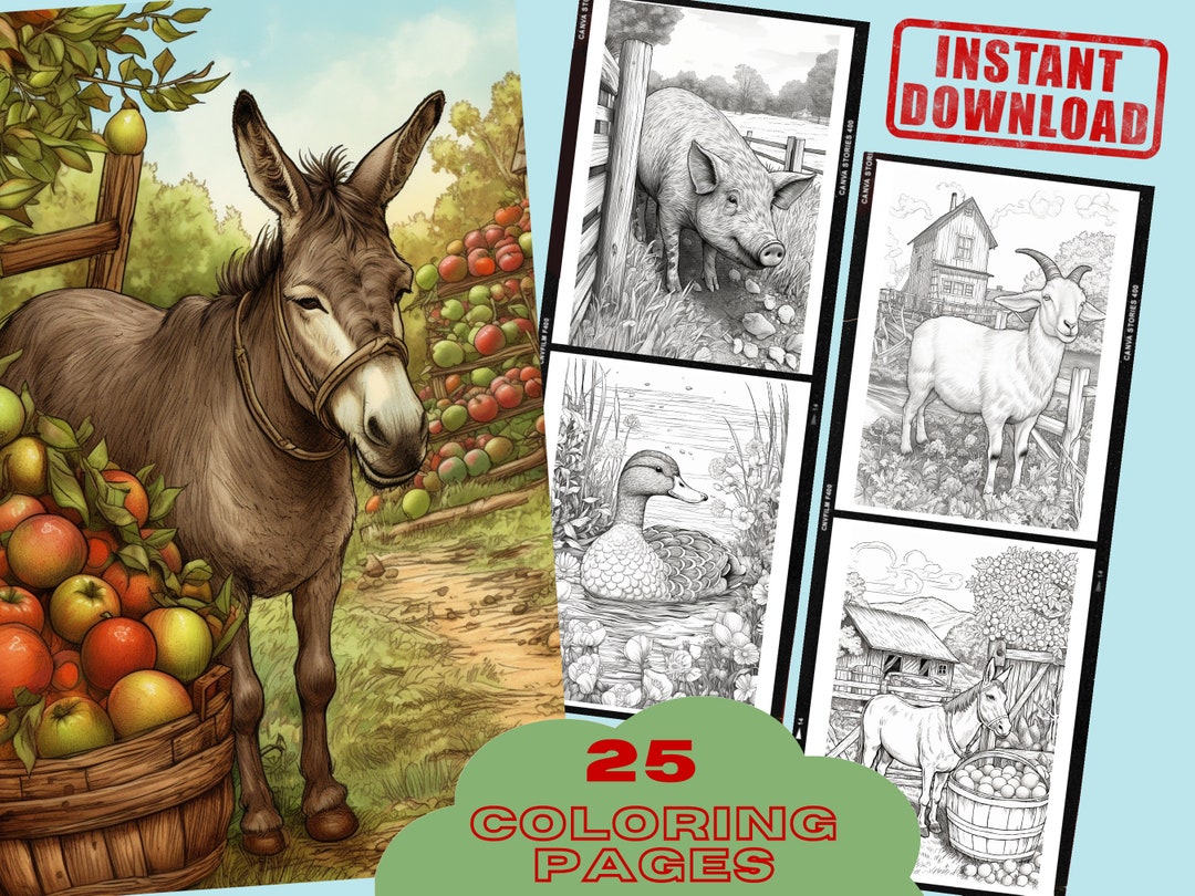 Realistic Farm Animals Coloring Book 25 Pages Cute Animals - Etsy