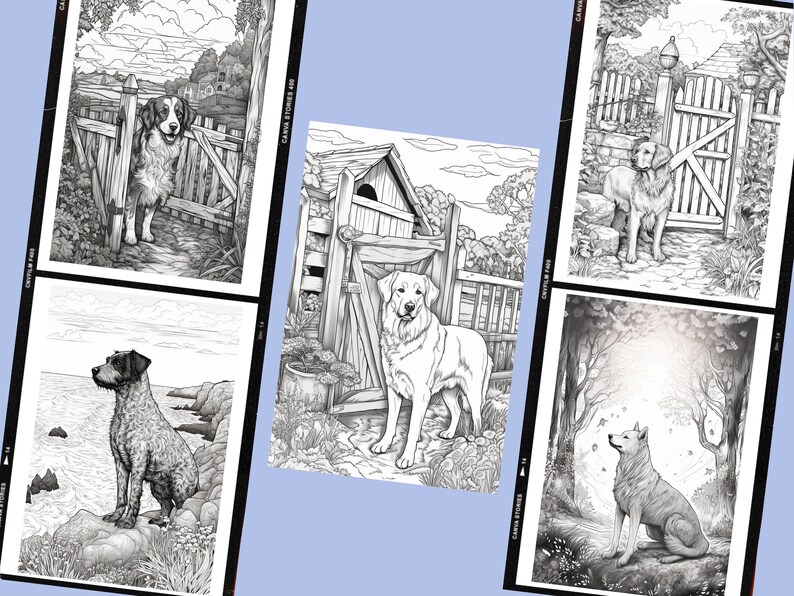 Realistic Dog Coloring Book, 25 Pages, Detailed Dogs Coloring Book ...