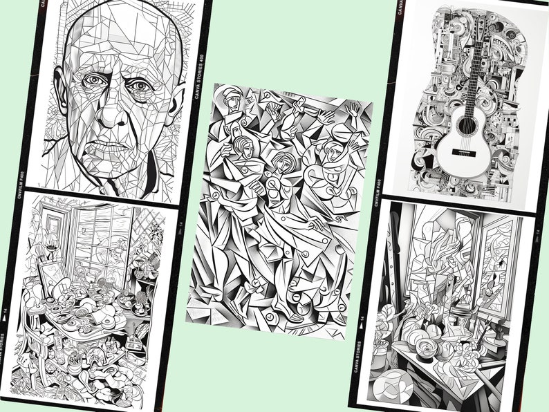 Modern Pablo Picasso Inspired Coloring Book, 25 Artistic Pages ...