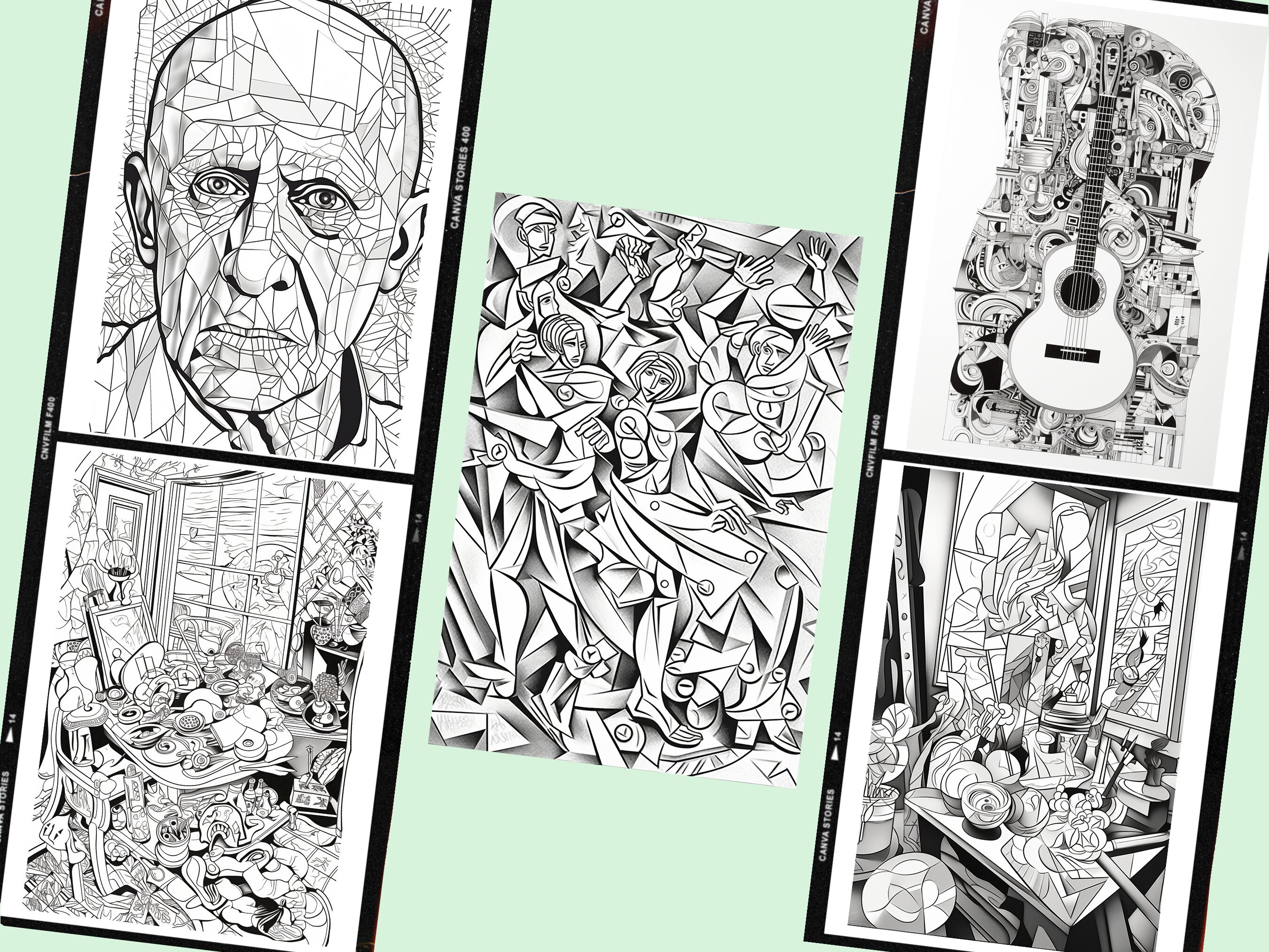 Modern Pablo Picasso Inspired Coloring Book, 25 Artistic Pages ...