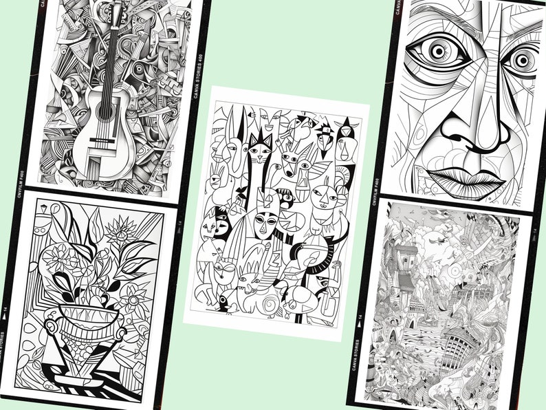 Modern Pablo Picasso Inspired Coloring Book, 25 Artistic Pages ...