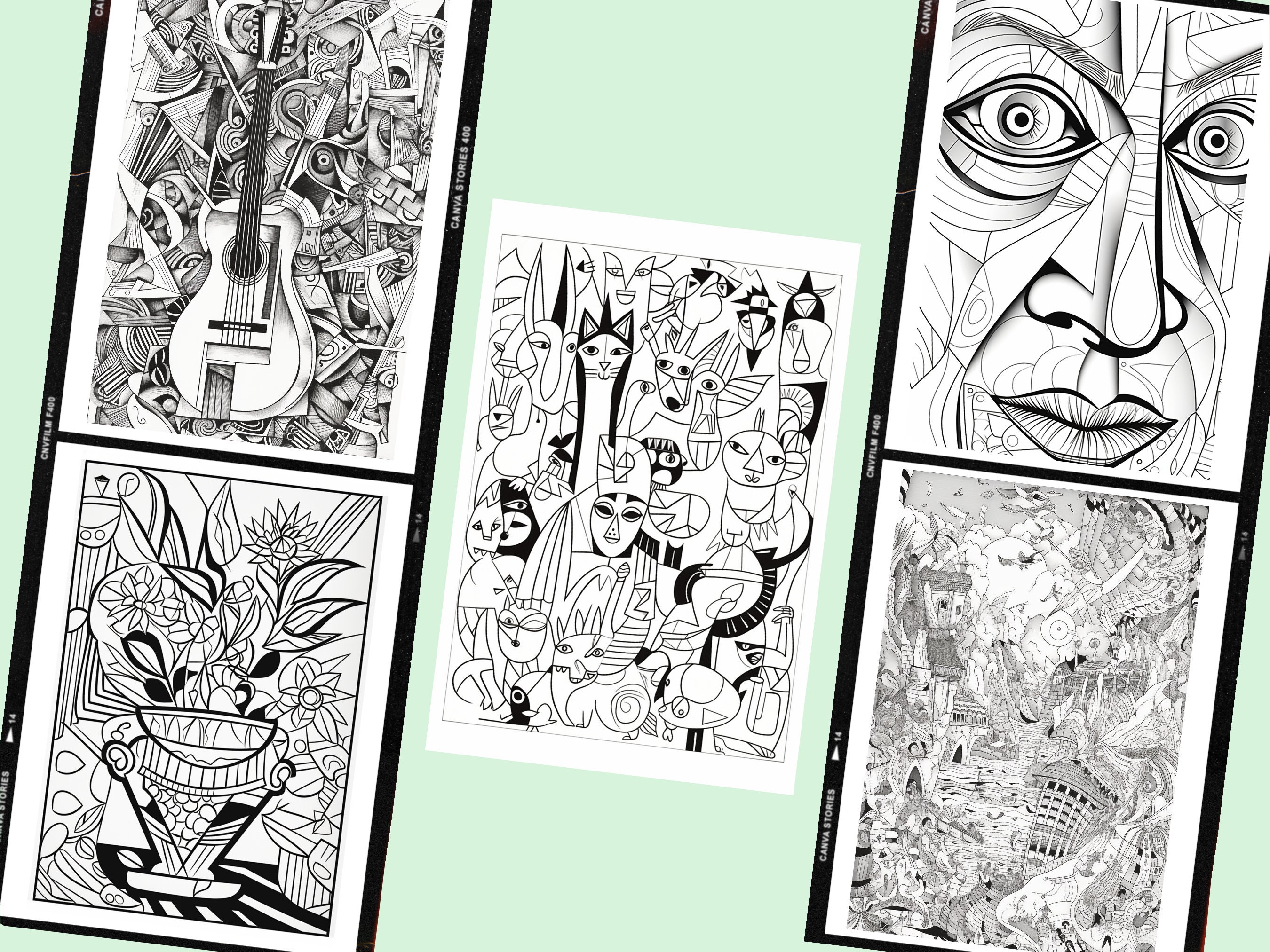 Modern Pablo Picasso Inspired Coloring Book, 25 Artistic Pages ...
