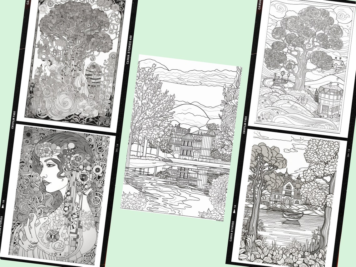 Modern Gustav Klimt Inspired Coloring Book, 25 Artistic Pages, Abstract ...