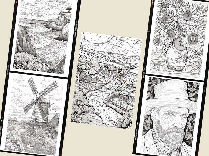 Modern Vincent Van Gogh Inspired Coloring Book, 25 Artistic Pages ...