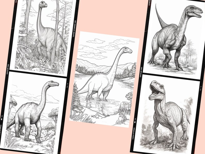 Cute Dinosaur Coloring Book, 25 Coloring Pages, Fantasy Dinosaurs ...