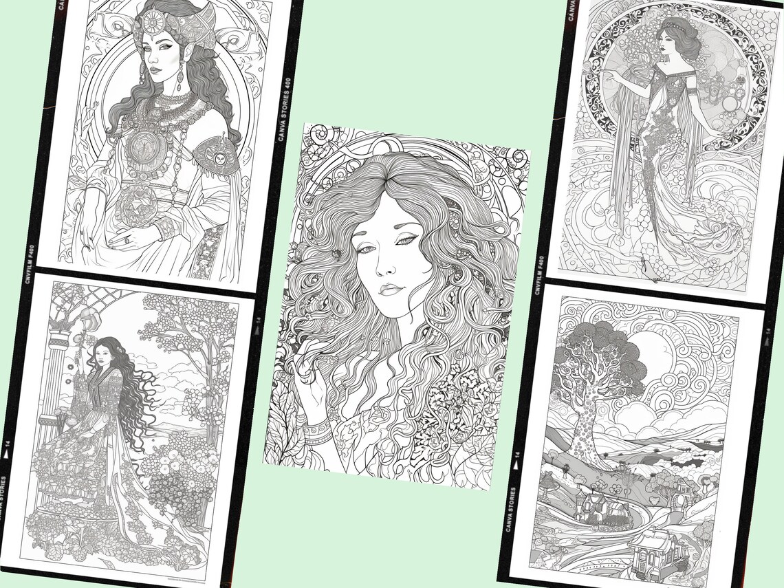 Modern Gustav Klimt Inspired Coloring Book, 25 Artistic Pages, Abstract ...