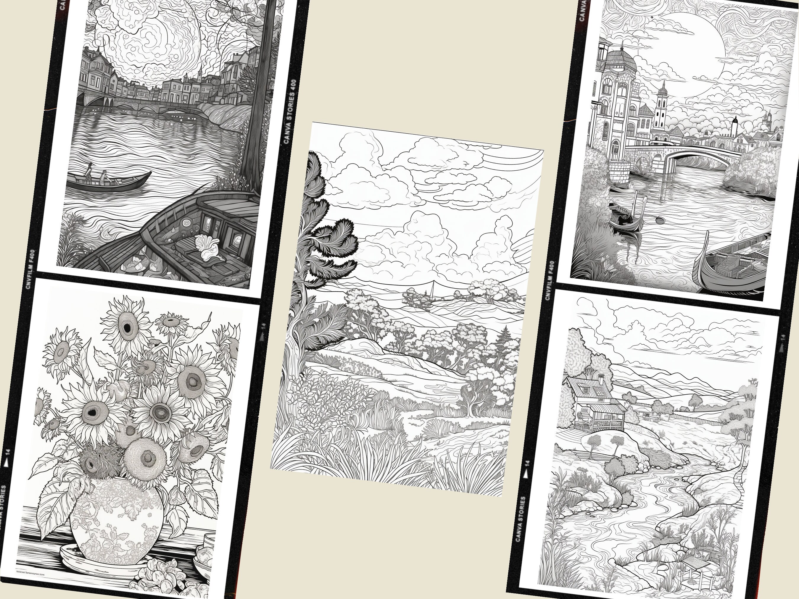 Modern Vincent Van Gogh Inspired Coloring Book, 25 Artistic Pages ...