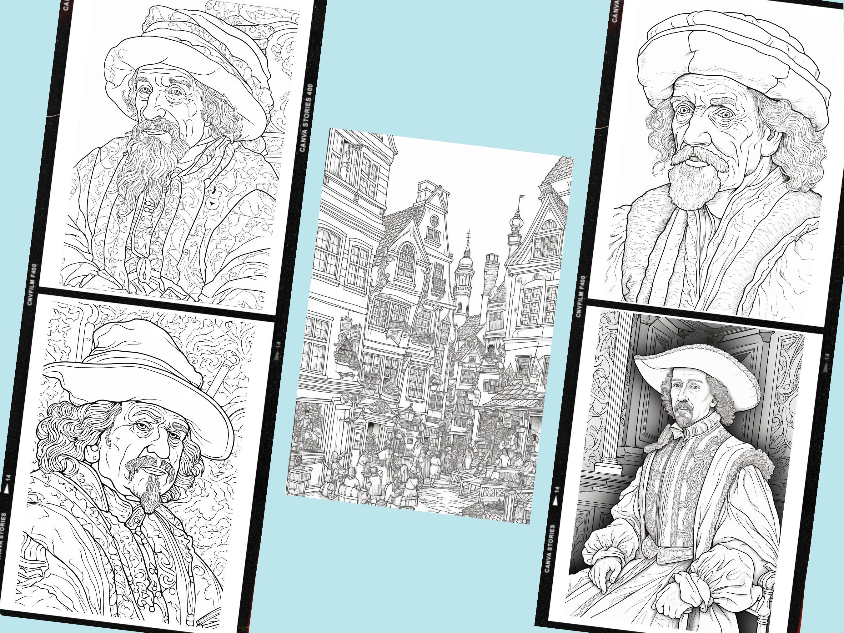 Modern Rembrandt Inspired Coloring Book, 25 Artistic Pages, Abstract ...