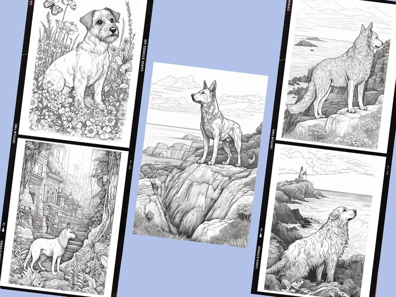 Realistic Dog Coloring Book, 25 Pages, Detailed Dogs Coloring Book ...