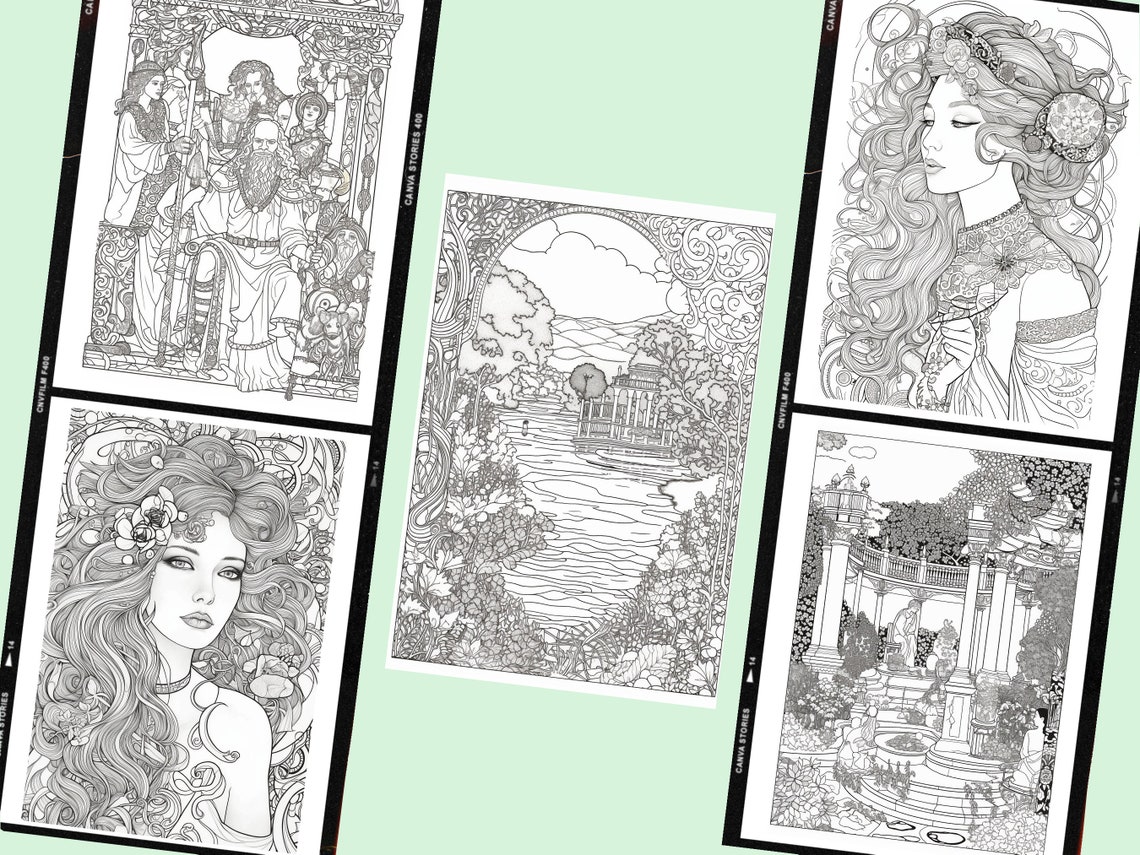 Modern Gustav Klimt Inspired Coloring Book, 25 Artistic Pages, Abstract ...