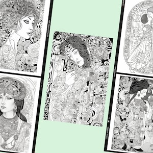 Modern Gustav Klimt Inspired Coloring Book, 25 Artistic Pages, Abstract ...