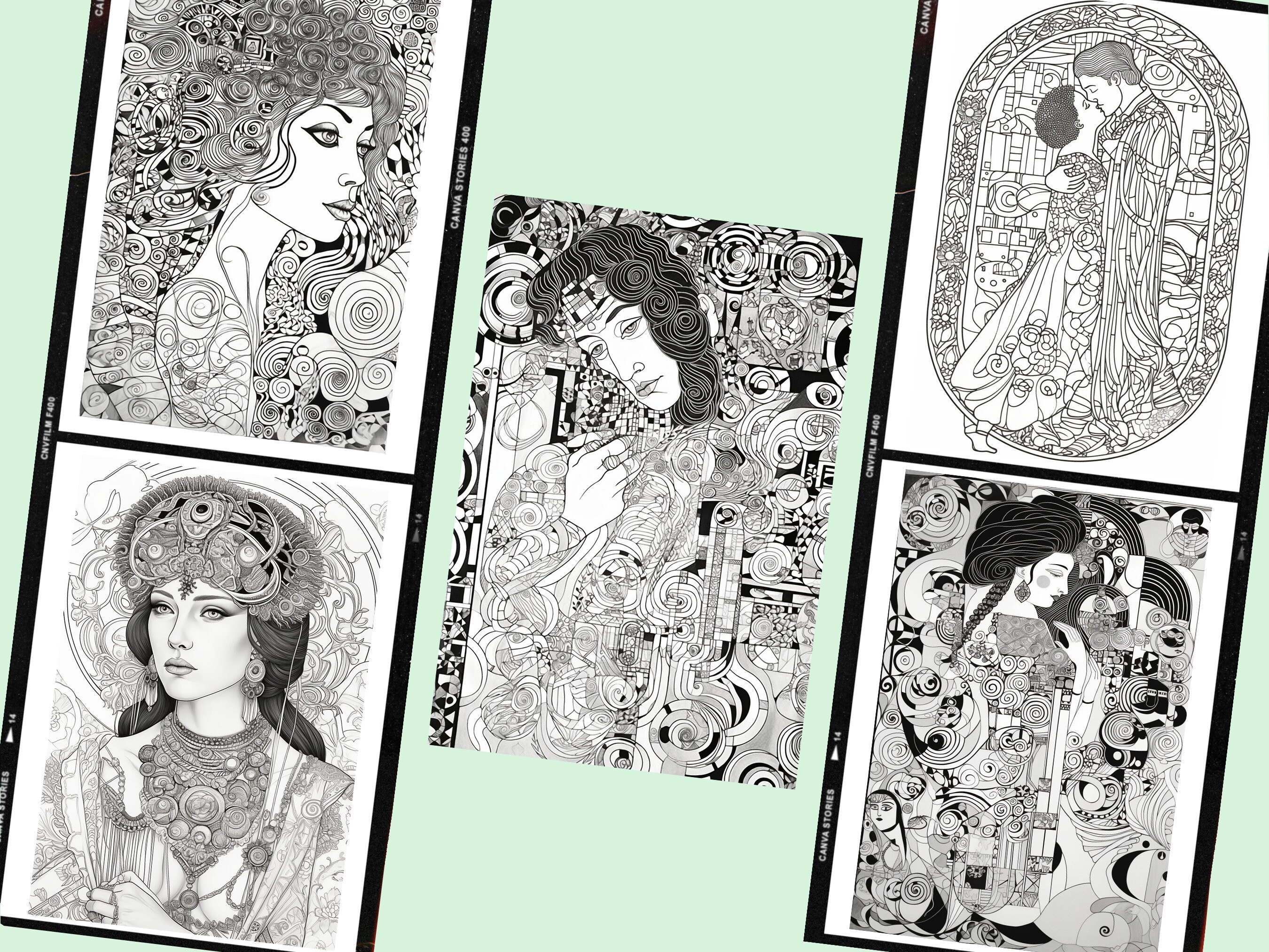 Modern Gustav Klimt Inspired Coloring Book, 25 Artistic Pages, Abstract ...