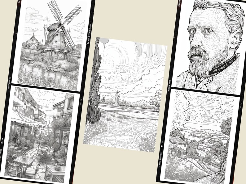 Modern Vincent Van Gogh Inspired Coloring Book, 25 Artistic Pages ...