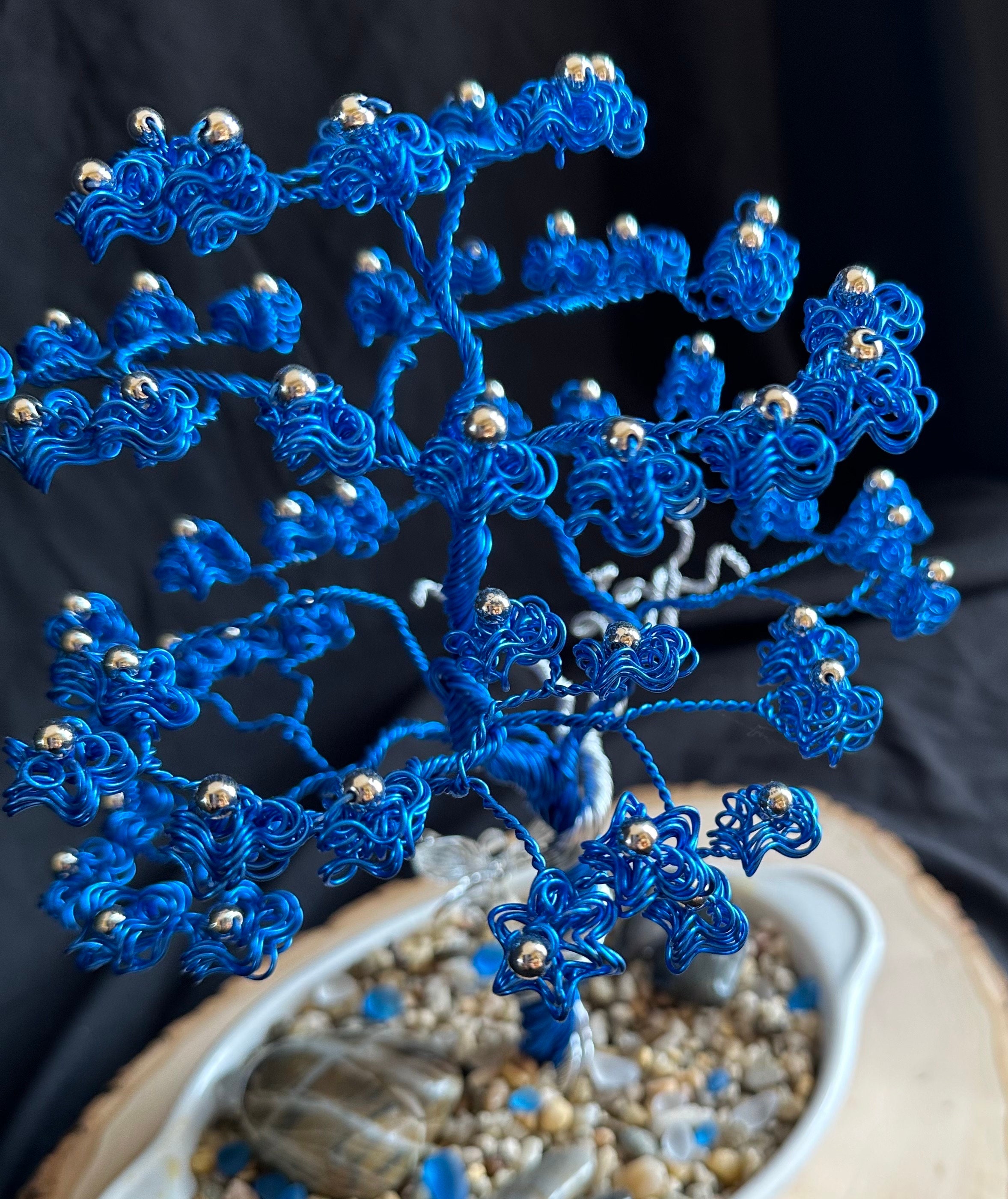 Wire Tree Unique Wire Sculpture Blue and Silver Gem Wire Tree Unique ...