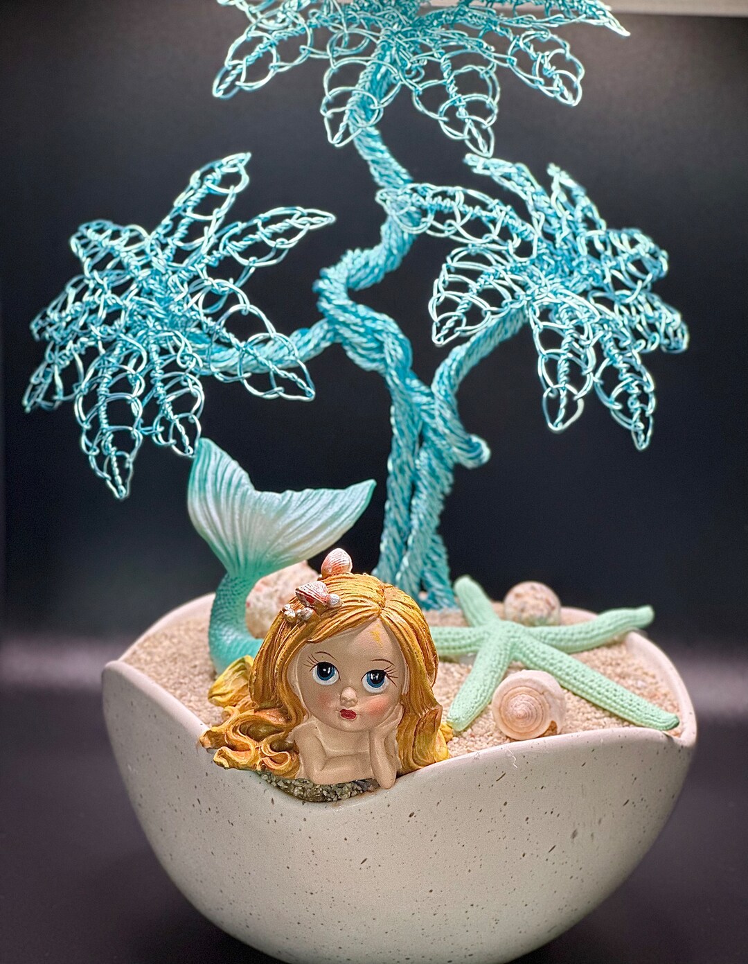 Mermaid Wire Tree Sculpture: Beach Theme Coastal Decor - Etsy