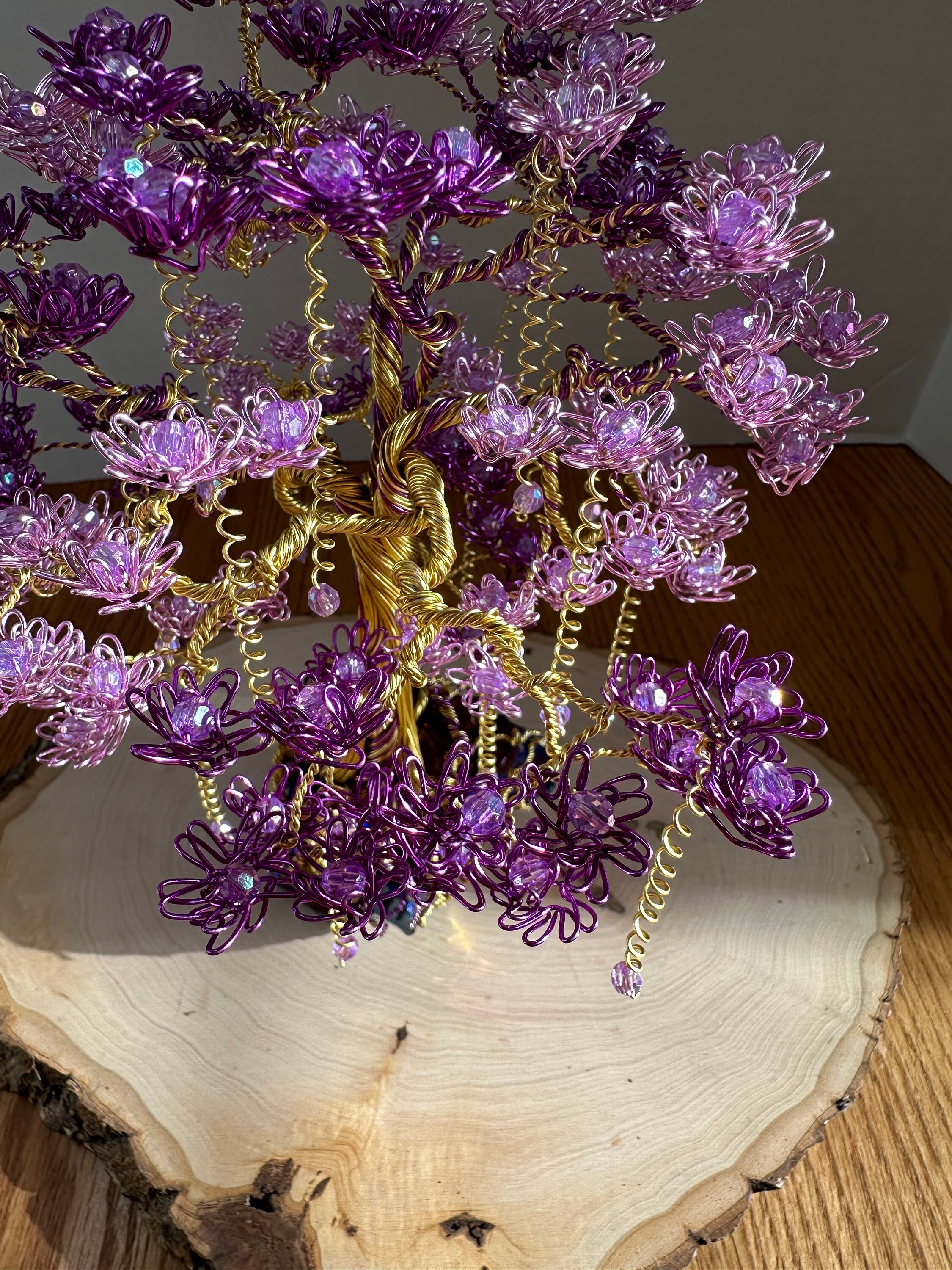 Wire Tree Gold, Purple and Lavendar Wire Tree on a Crystal Rock - Etsy UK