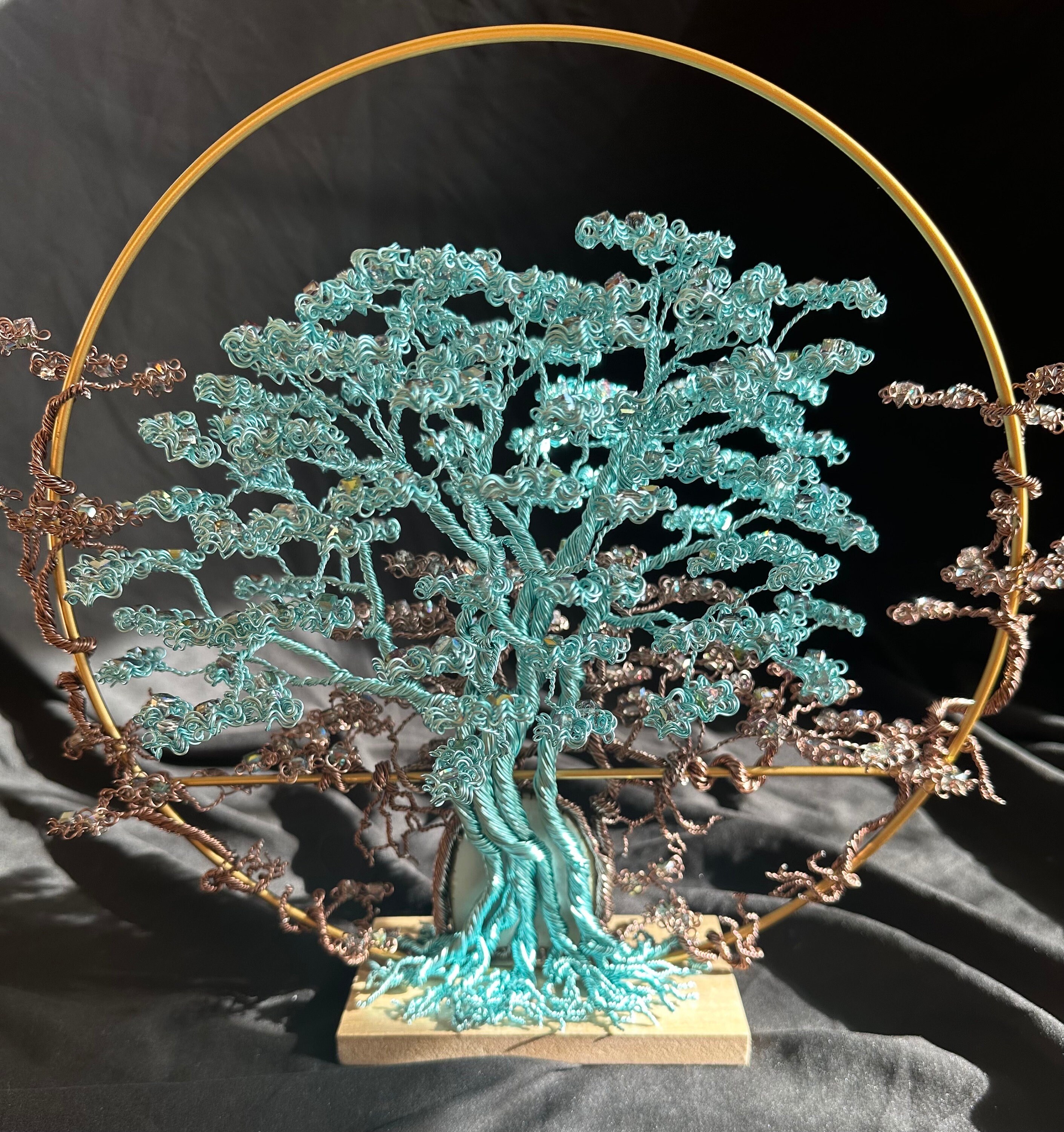 Wire Tree.turquoise and Brown Wire Tree With Square Beads. Great Gift ...