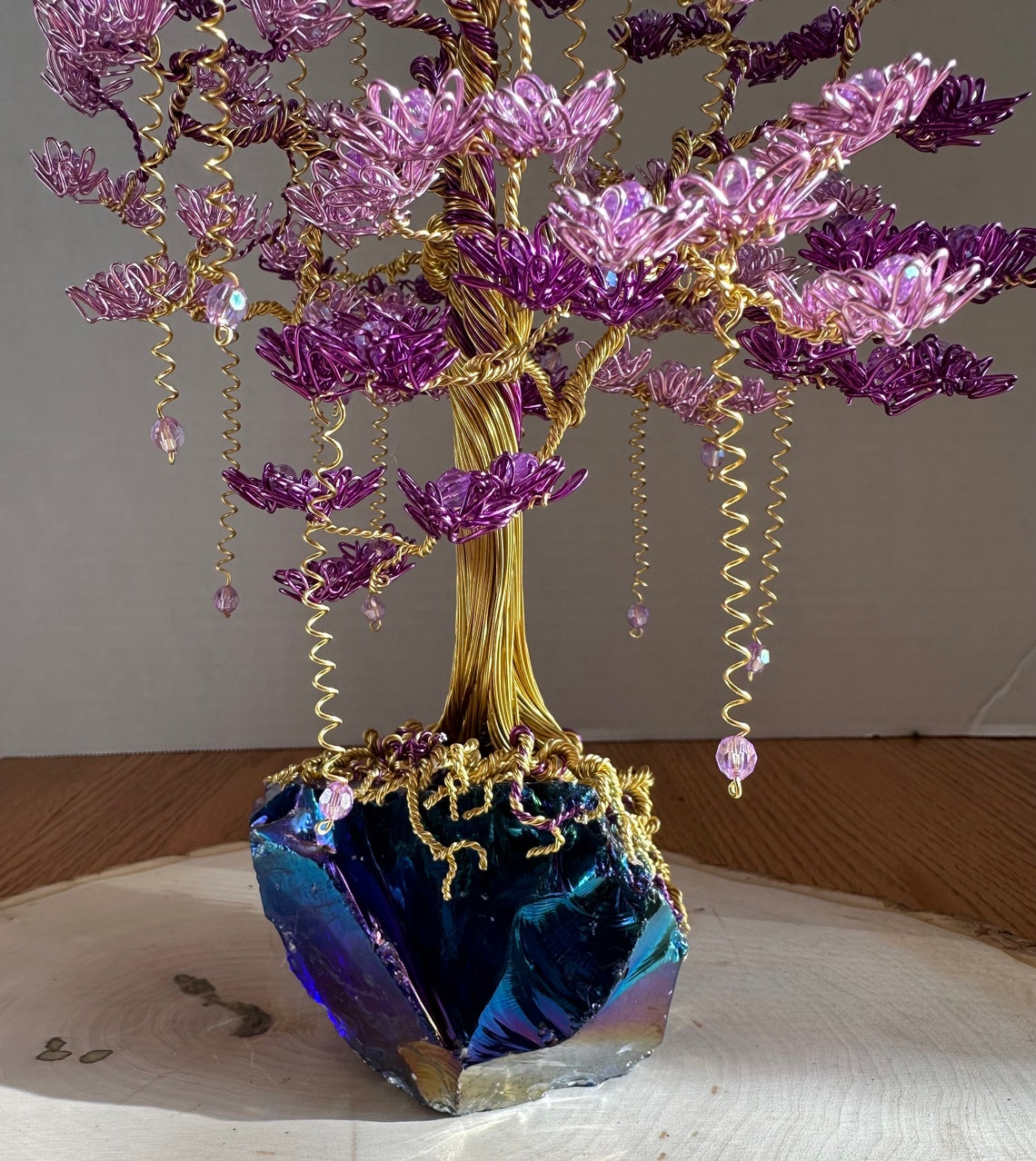 Gold, Purple and Lavendar Wire Tree on a Crystal Rock - Etsy