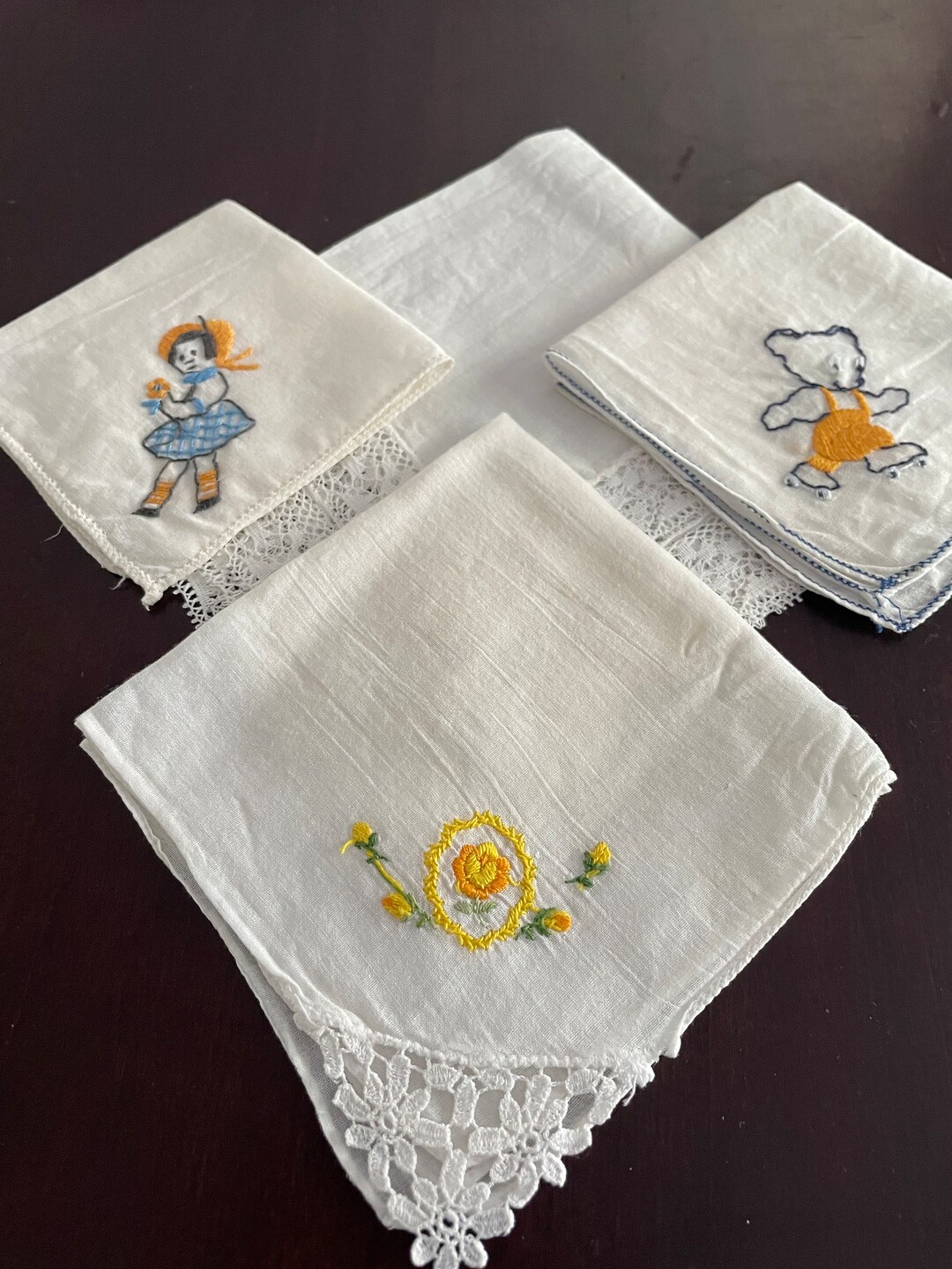 Handkerchiefs, A Variety of Mid-century Vintage Handkerchiefs, Handsewn ...
