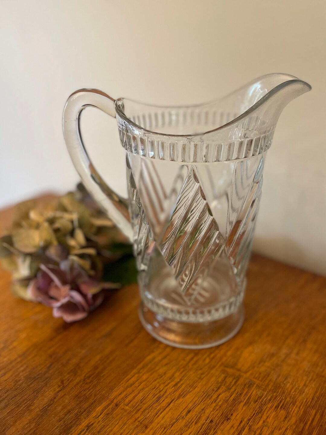 Diamond Prism Patterned Glass Pitcher EAPG, Indiana Tumbler and Gobbler ...