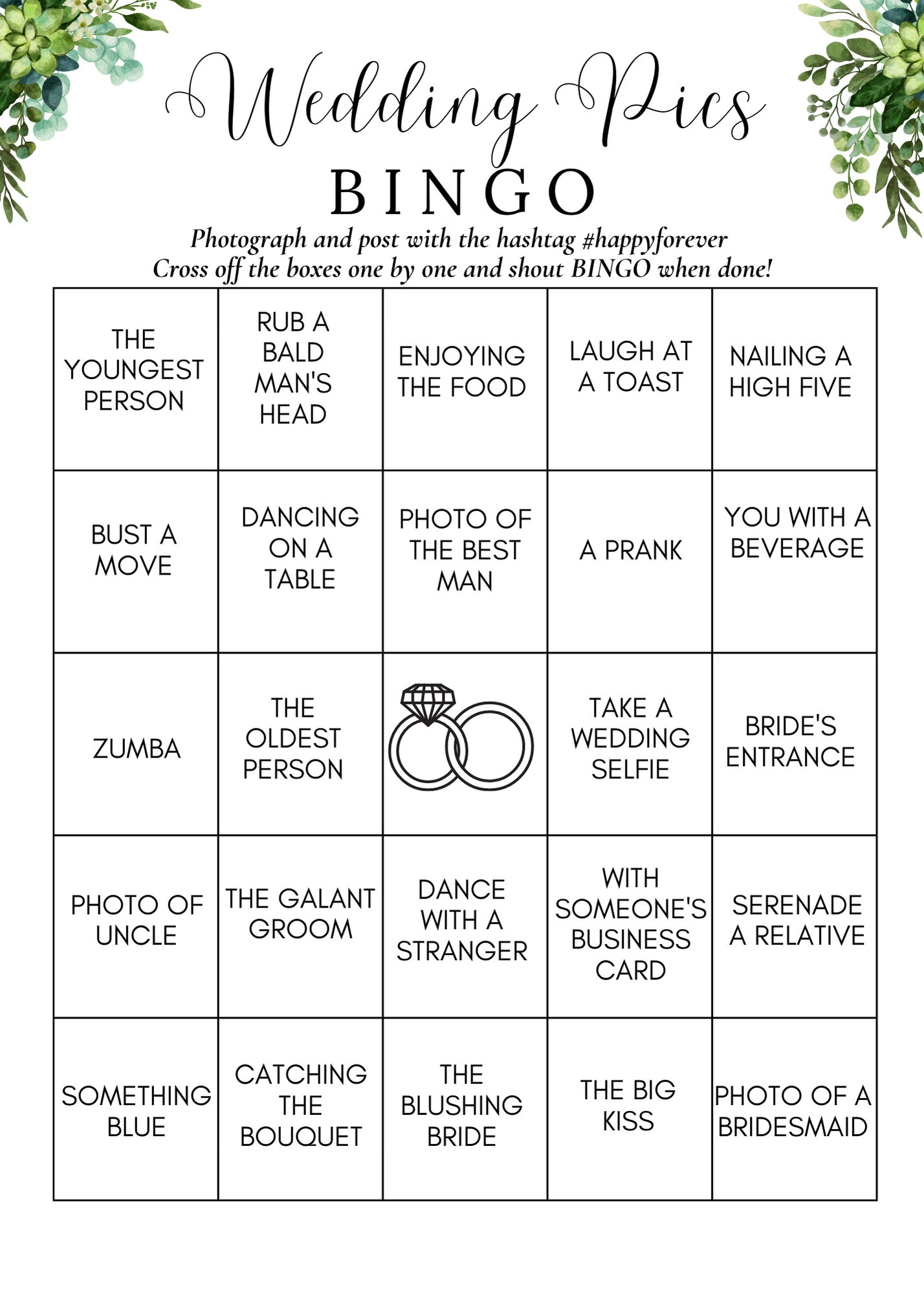 Wedding Bingo Game for Wedding Wedding Game for Guests Wedding Bingo ...