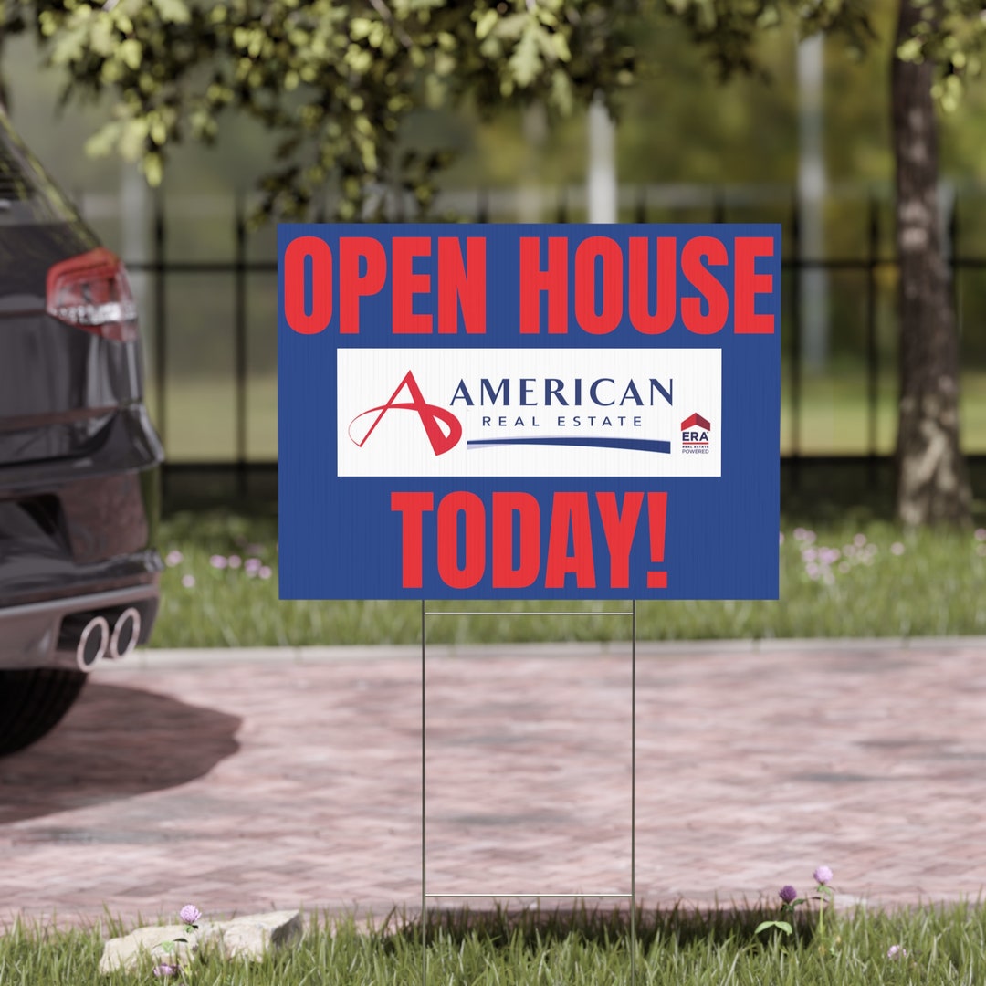 Customizable American Real Estate Logo Blue Open House Yard Sign - Etsy