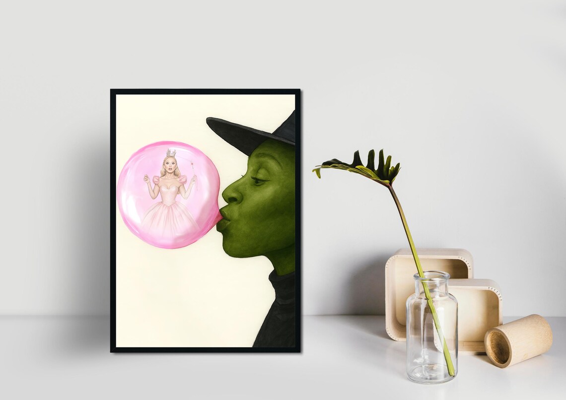 Wicked Art Print: Glinda in a Bubble, Elphaba Watercolor (digital ...