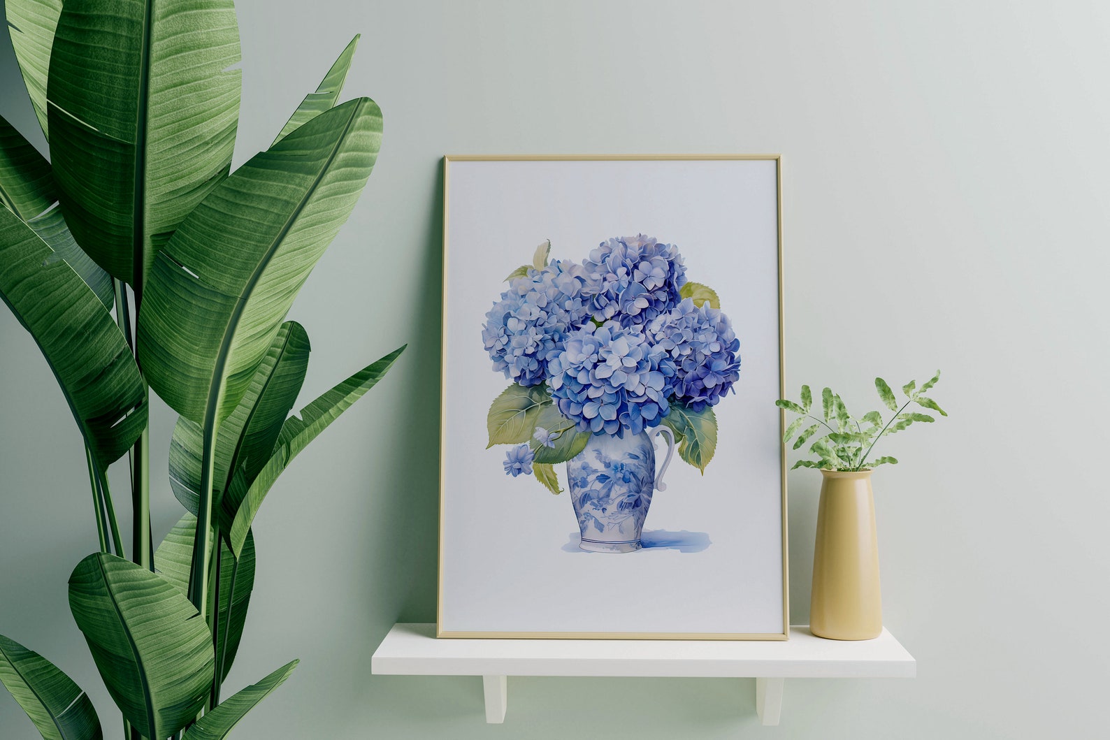 Blue Hydrangeas Detailed Watercolor Digital Painting Instant Download ...