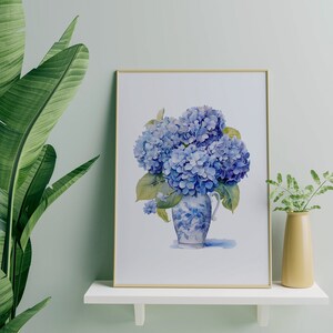 Blue Hydrangeas - Detailed Watercolor Digital Painting - Instant ...
