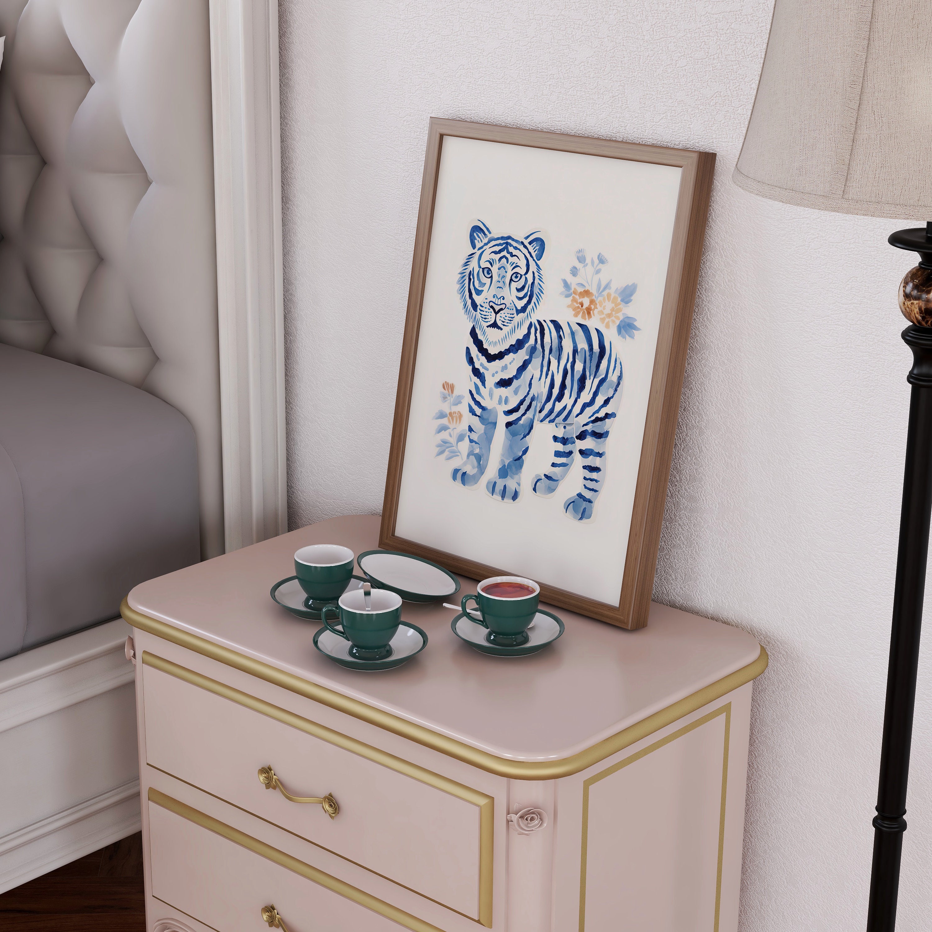 Majestic Blue Tiger - Detailed Watercolor Digital Painting - Instant ...