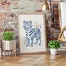 Majestic Blue Tiger - Detailed Watercolor Digital Painting - Instant ...