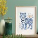 Majestic Blue Tiger - Detailed Watercolor Digital Painting - Instant ...